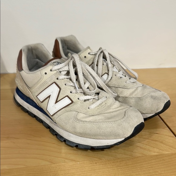 New Balance | Shoes | New Balance 574 Cream And Navy Sneakers | Poshmark